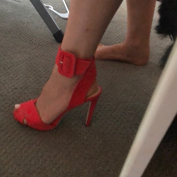 Zara | Shoes | Zara Red Heels With Wrap Around Ankle Strap | Poshmark